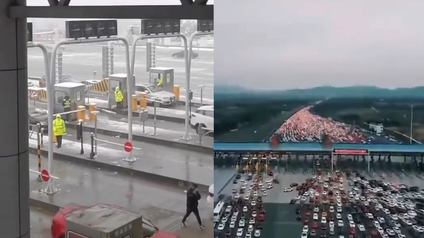 返程高峰最大收费站堵成车海,交警全岗全勤36道口全开保障通行