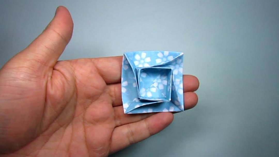 手工折纸:玫瑰花收纳盒的折法,一张纸就能折出来,漂亮又简单