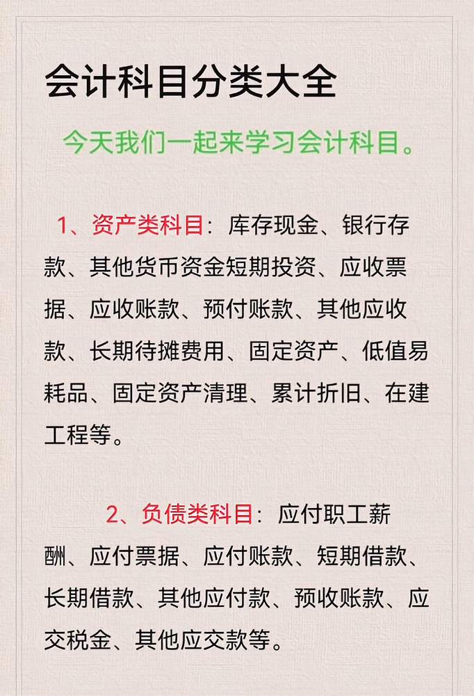 会计实操—会计科目分类