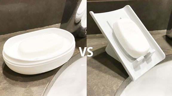 造型别致的肥皂盒,40° 角倾斜,可快速沥干水分,卫生又方便