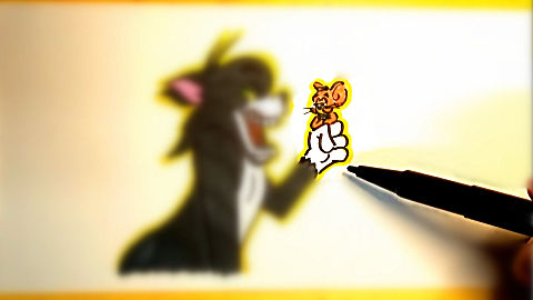 汤姆猫一把抓住杰瑞鼠,他又开始沾沾自喜了,《猫和老鼠》简笔画