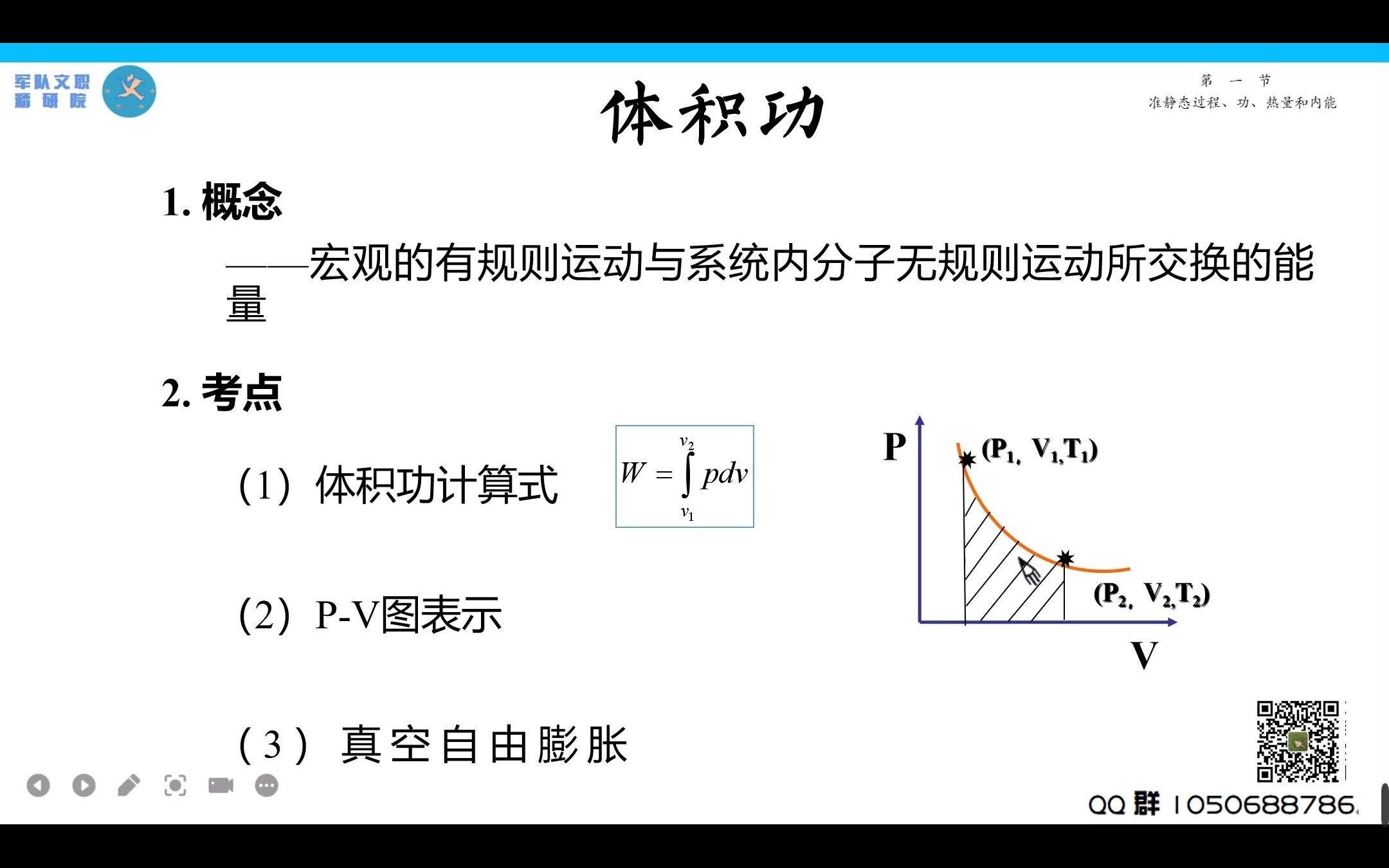 2021军队文职物理——2.1 准静态过程、功、热量和内能