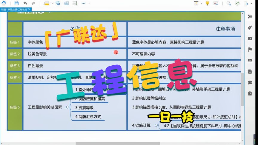 8分钟精通广联达建模-工程信息,一日一技