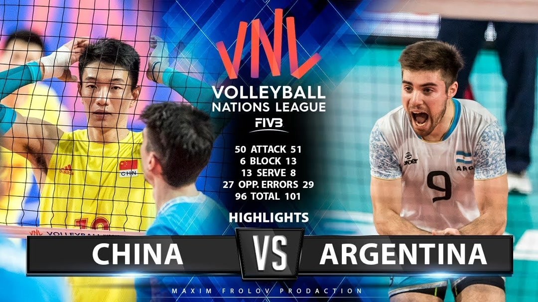 排球大片!2019世界男排联赛中国1:3阿根廷全场HL