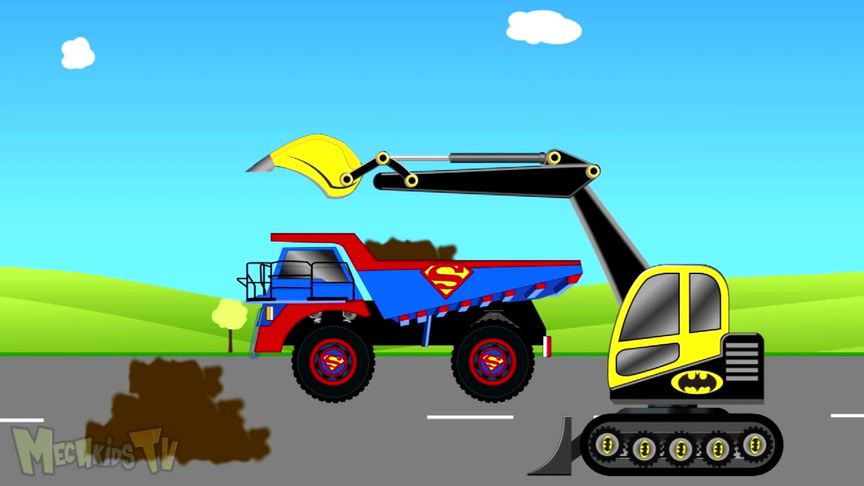 益智早教启蒙:组装挖土车大吊车动画
