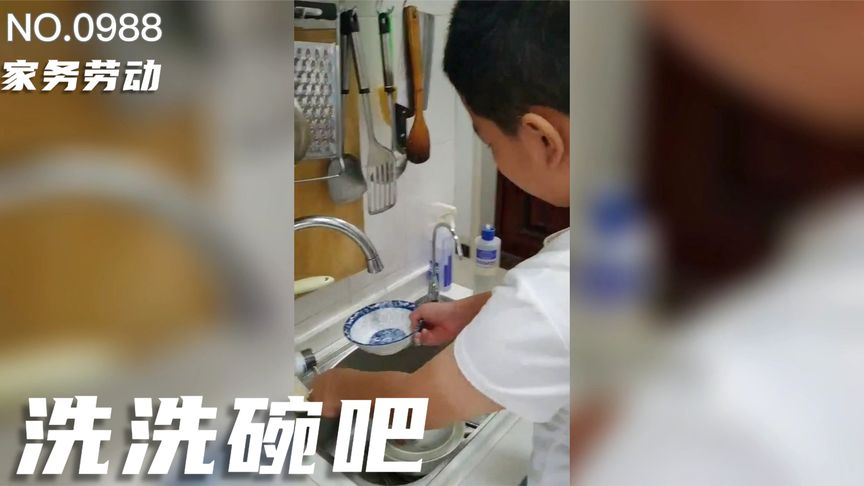 【家庭劳动教育】0988张世学的家务劳动,帮妈妈洗洗碗吧,你会吗