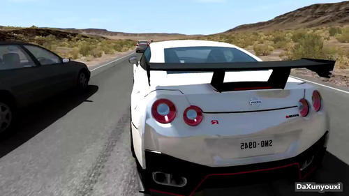 车祸模拟器：日产GTR动力真强，油门一踩车身飘了！