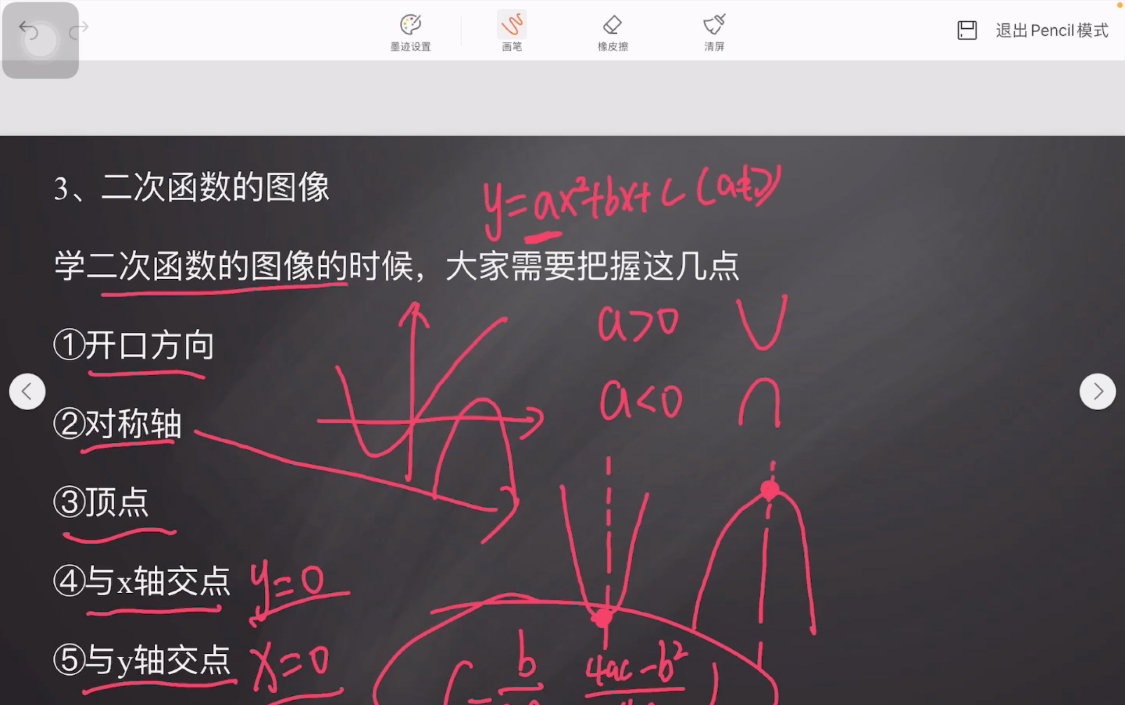 二次函数基础知识的讲解。