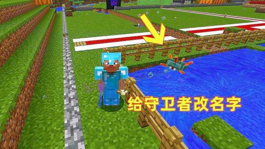 我的世界118!我终于把守卫者抓回村里,用命名牌给它改名了