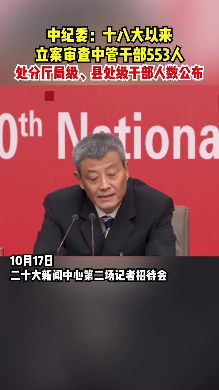 中纪委:十八大以来 立案审查中管干部553人 处分厅局级、县处级干部...