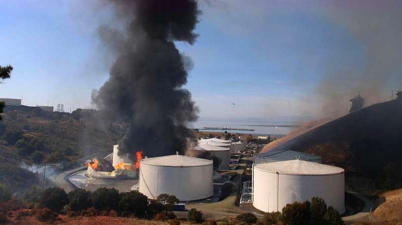 美国加州传出阵阵巨响!炼油厂突然大规模爆炸:熊熊大火直冲云霄