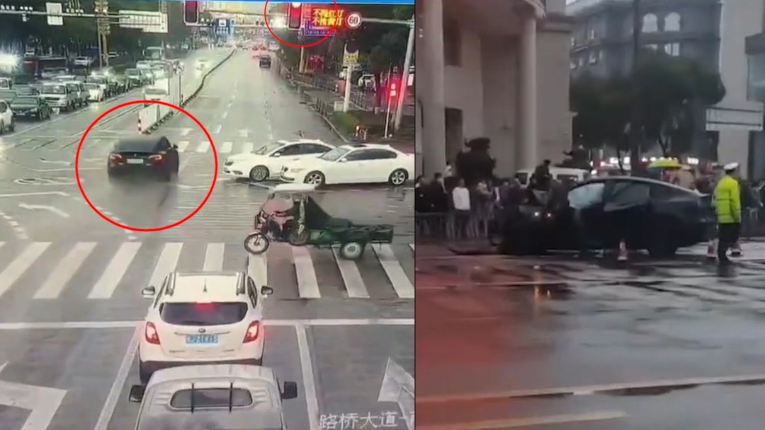 特斯拉连撞2车致2死1伤,司机已被控制,3段监控拍下闯灯撞车过程