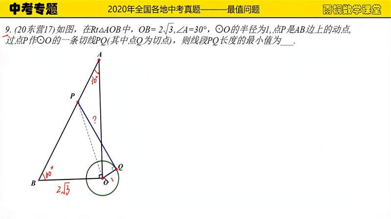2020中考真题最值问题视频讲解,勾股定理破解求最值