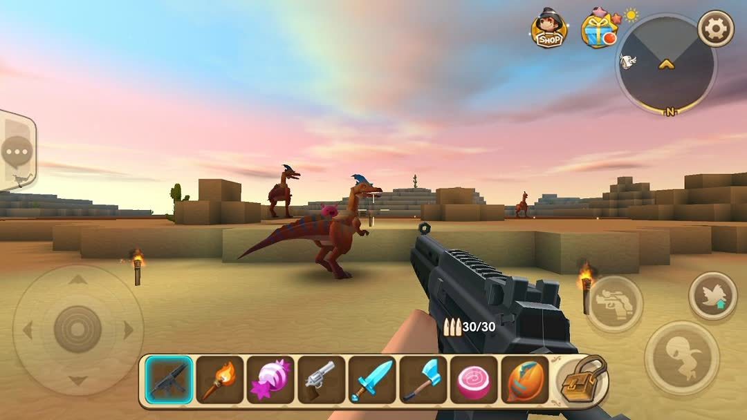 迷你世界新武器 冲锋枪大战小恐龙