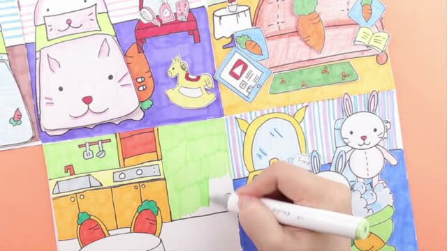 用格子画小兔子小的