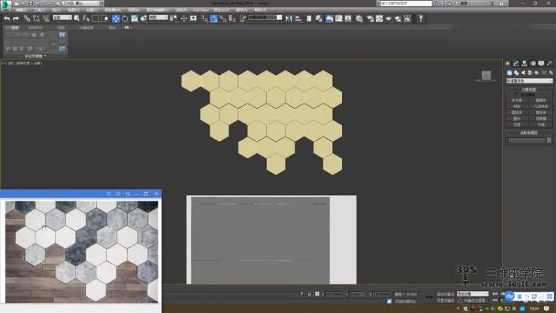 「三维座建模」六边形砖接木地板——3dmax自学视频教程