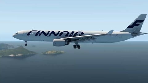 飞机模拟:A330训练飞行,降落到一个小岛上
