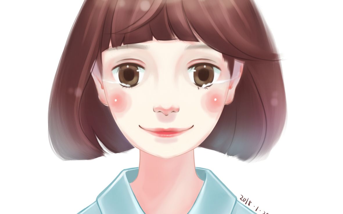 【板绘sai】短发少女平涂变厚涂板绘教程