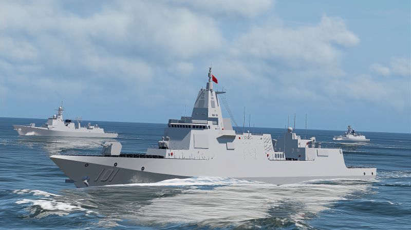 游戏中模拟,055万吨大驱舰队遭遇数百枚反舰导弹袭击,迅速反击