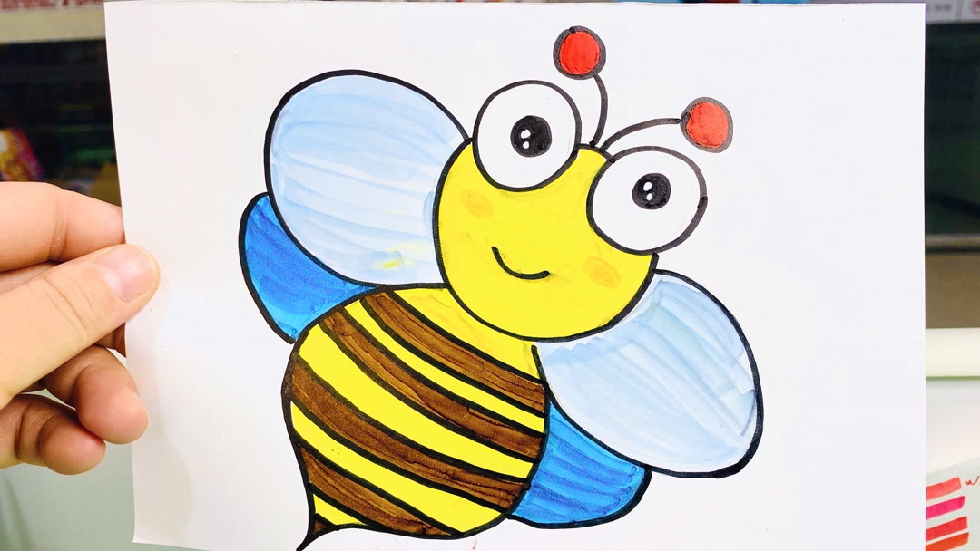 儿童简笔画:小蜜蜂这么画,简单又可爱