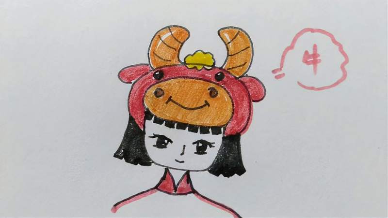 牛牛生肖女孩儿简笔画人物视频绘画教程小朋友零基础学绘画