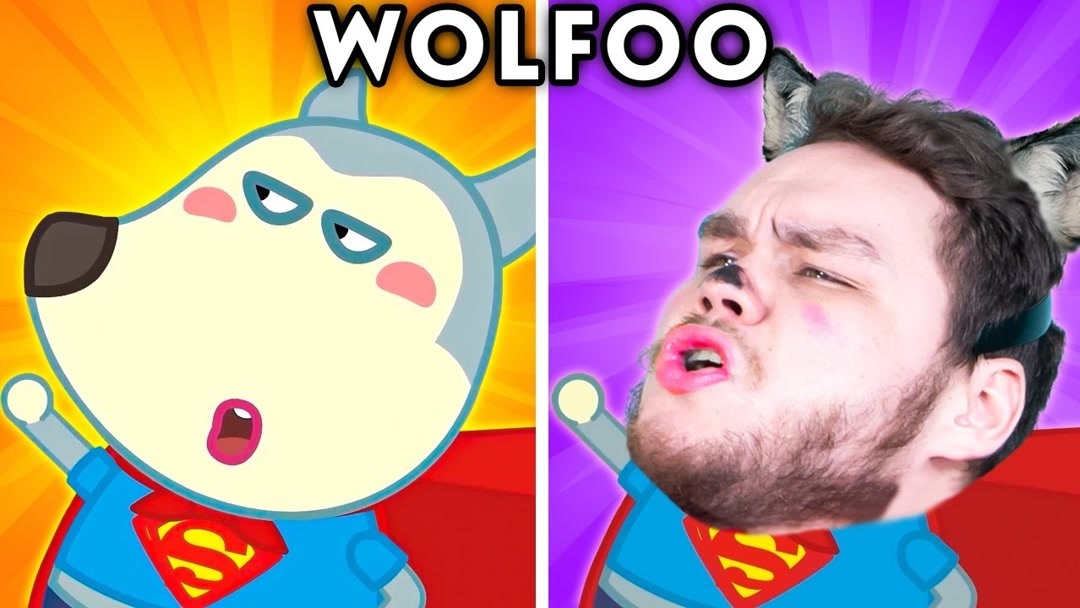 动画模仿秀:沃尔夫玩扮演的趣味游戏,假装扮演成超级英雄!