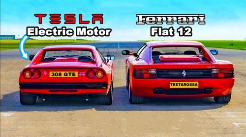 法拉利改装特斯拉电动机,有多猛?起步瞬间,秒杀12缸超跑!