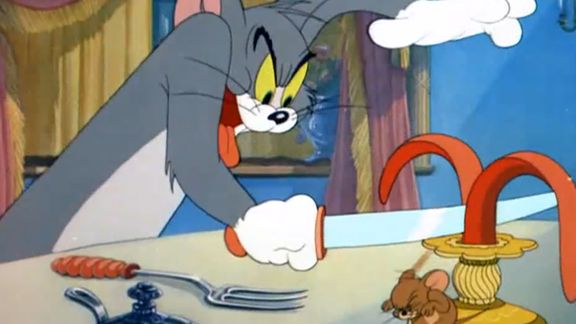 猫和老鼠:汤姆杰瑞打架从来不客气,上来拿刀一顿砍,真吓人