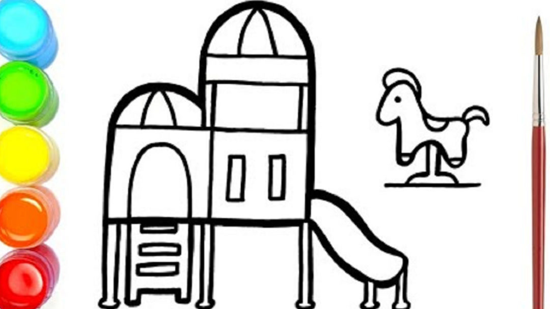 儿童绘画,绘画简笔画城堡,还能学习颜色!