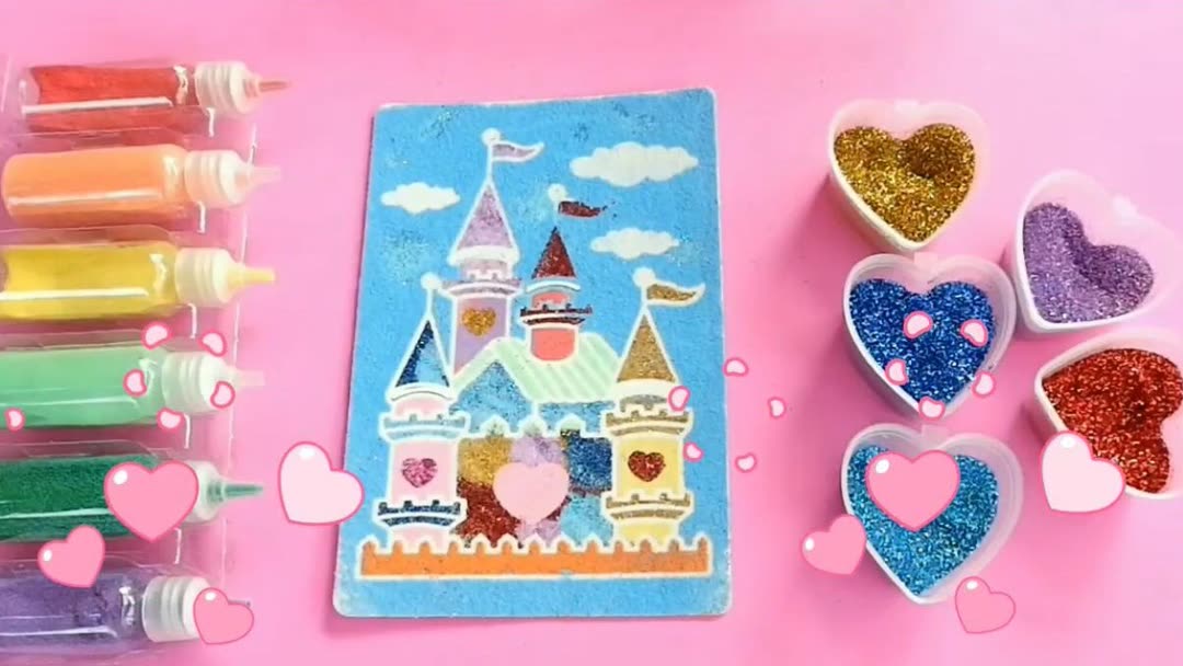 少儿绘画乐园,简单有趣的彩绘沙画城堡,儿童艺术绘画视频大全!