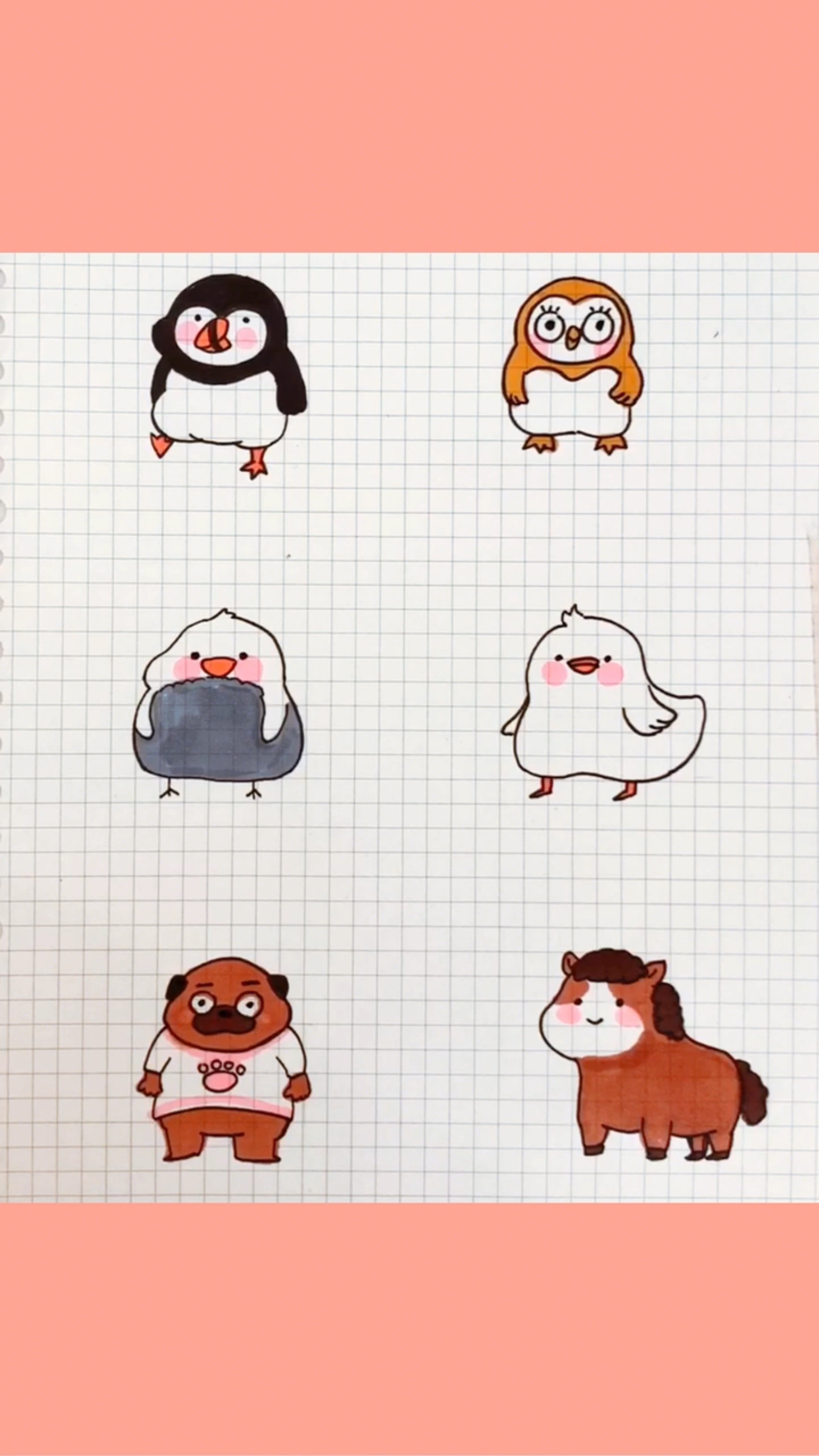 100天简笔画教程|用简单的圆形和方形画小动物,会了这些以后你就可以...