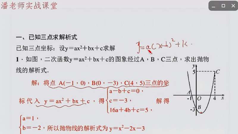 初中二次函数综合系列第50课,函数解析式确定,怎么数形结合?