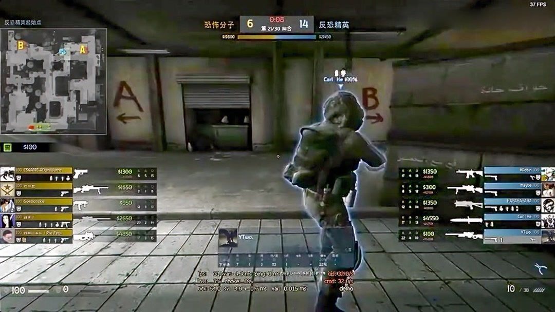 [CSGO吓挂现场] 合理的使用手动陀螺就能轻易的揪出你身边的作弊者们!