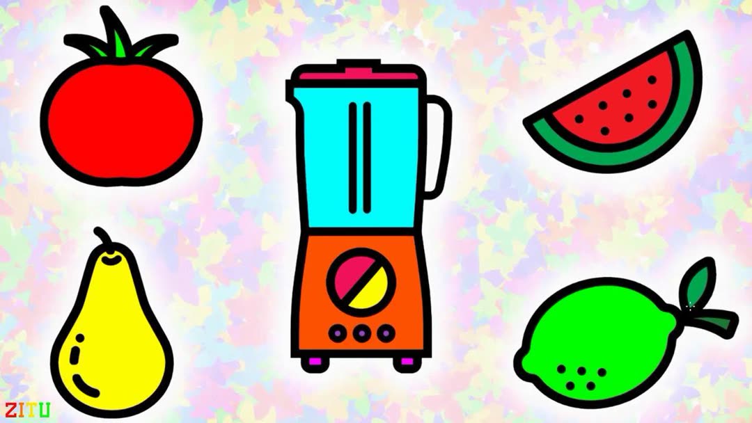 教小朋友画水果和榨汁机简笔画!儿童绘画教程!