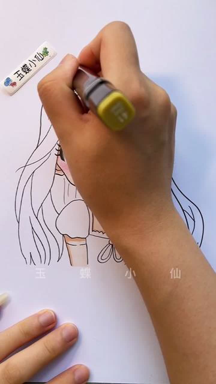 ...公主动漫人物#马克笔绘画 #卡通人物 马克笔上色技法画法,动漫网课班