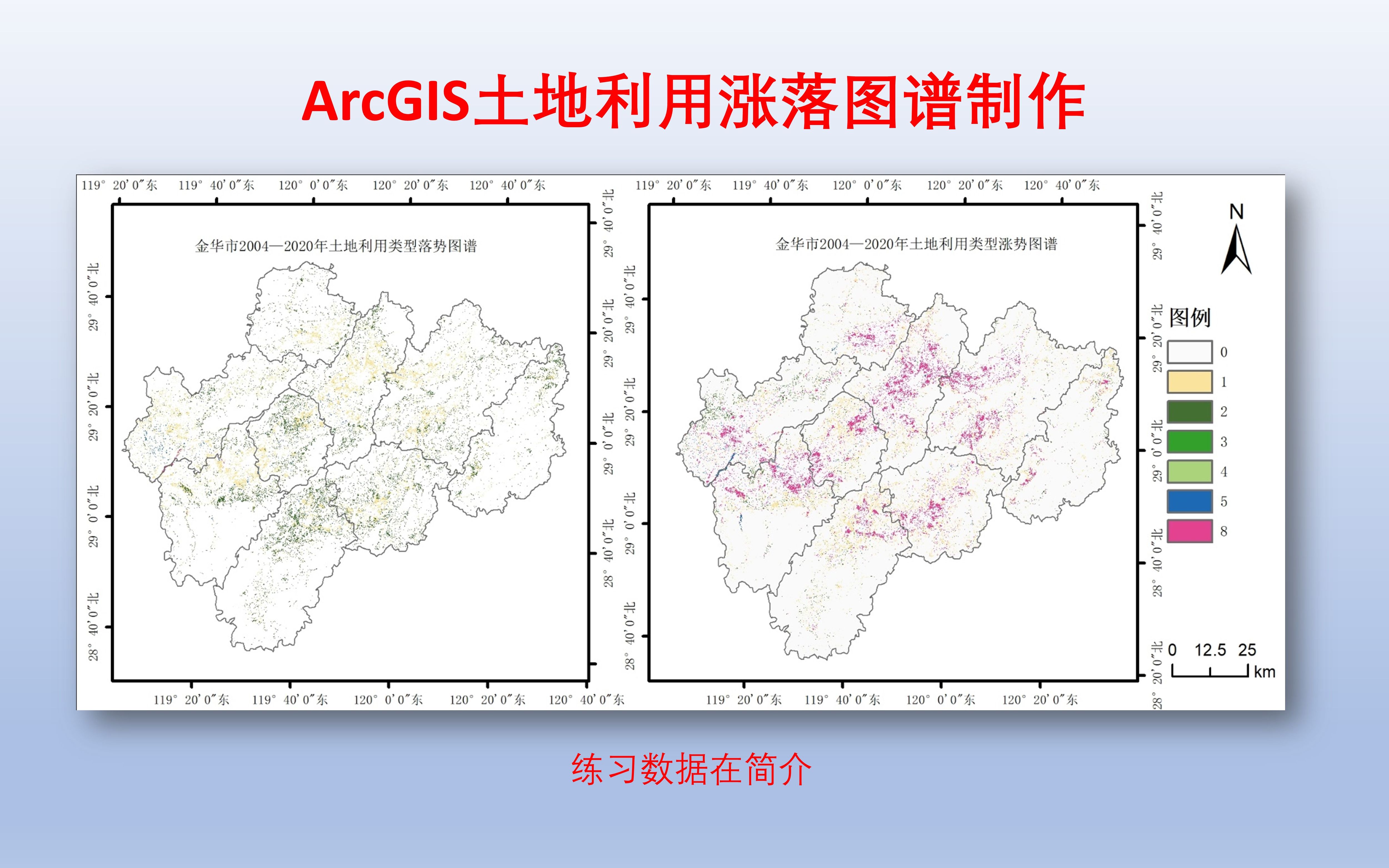 ArcGIS土地利用类型涨落势图谱栅格版(土地利用研究系列03_01)