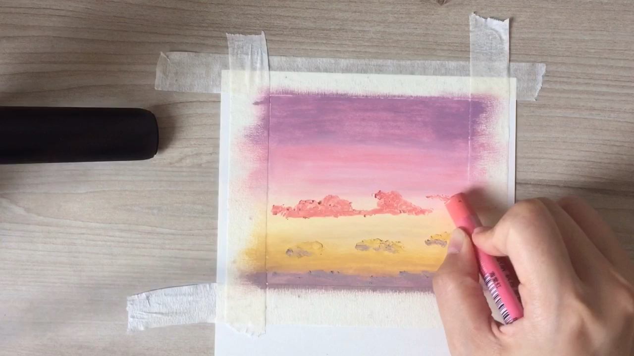 【油画棒】晚霞 绘画过程