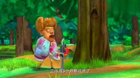 图图感冒了,光头强和熊大他们以为图图有禽流感