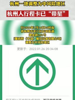 杭州长河街道一地调整为中风险地区,杭州人行程卡已"带星",会影响...