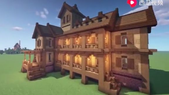 我的世界【建筑】教你怎么建造一个超豪华的大型纯木质别墅