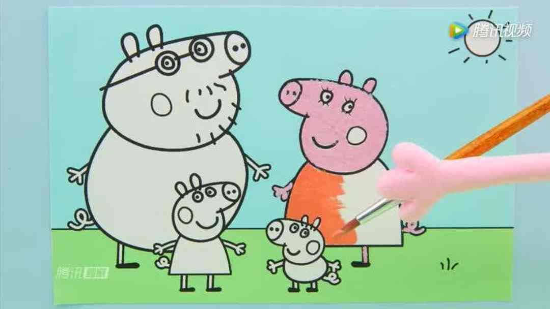 小猪佩奇学画画,佩奇画全家福