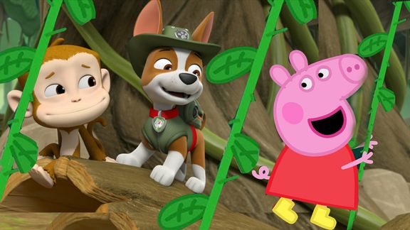 汪汪队立大功 小猪佩奇和汪汪队小克一起去森林探险 简笔画