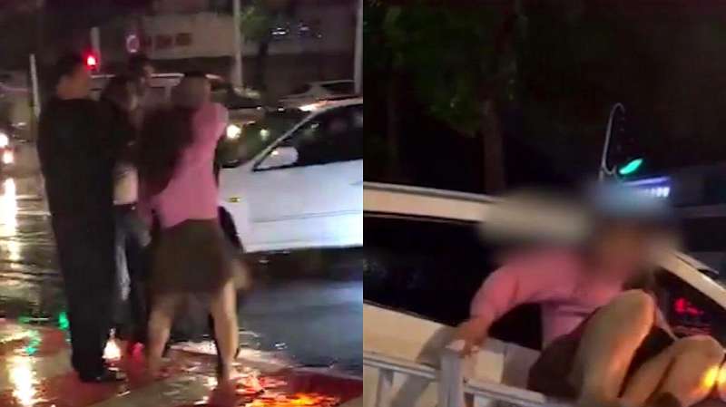 情侣逆行撞车 女子耍“酒疯” 翻越栏杆对警方动粗被羁押