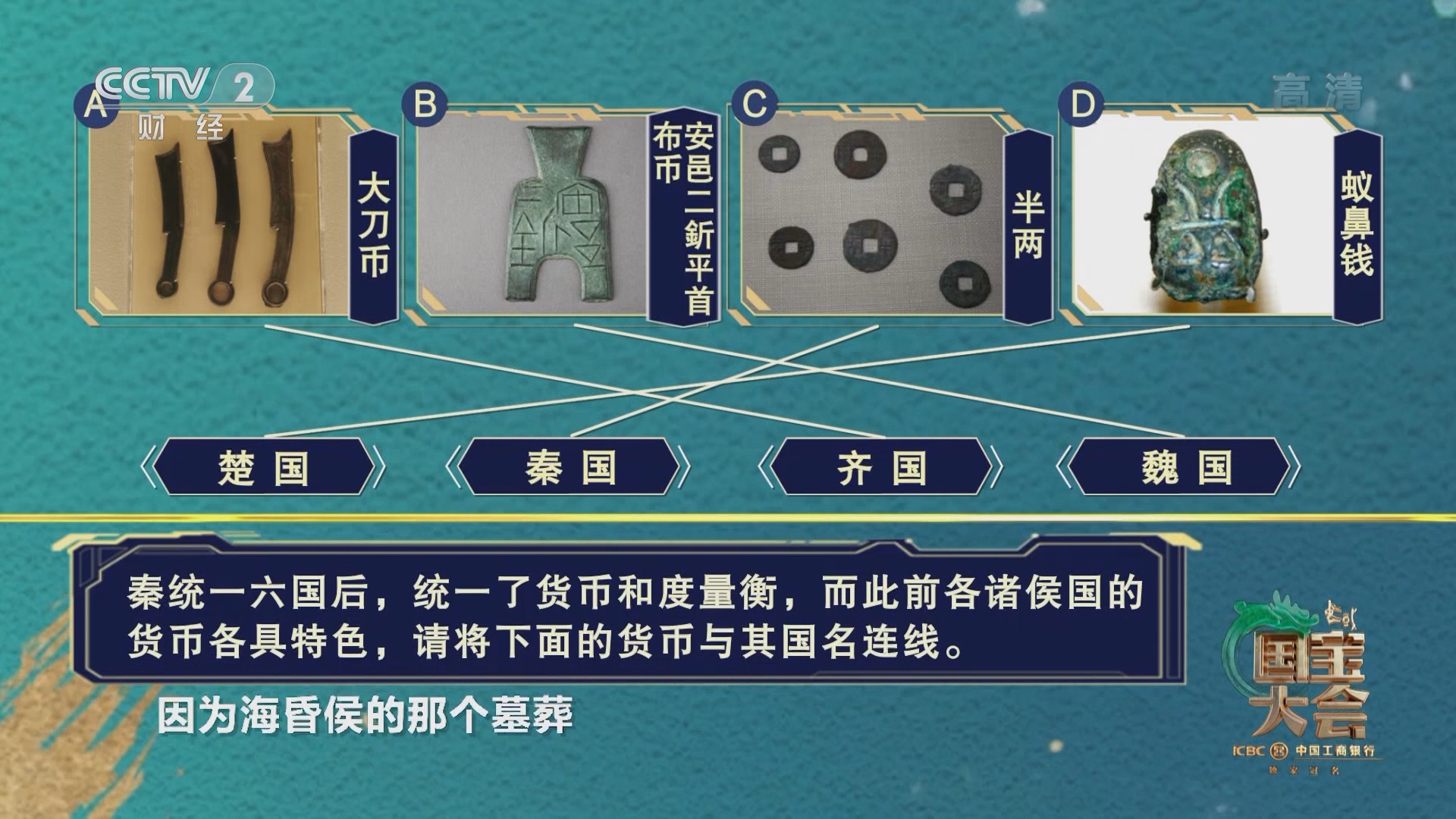 [中国国宝大会]秦统一六国后 统一了货币和度量衡 而此前各诸侯国的...