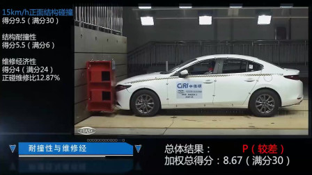 一分钟了解“长安马自达3”中保研汽车碰测试撞