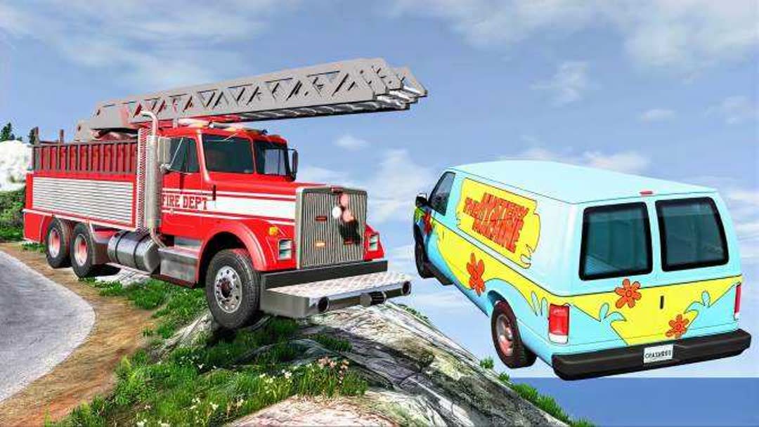 BeamNG:老司机不看路,开车过弯不减速撞车冲下悬崖,画面好舒适