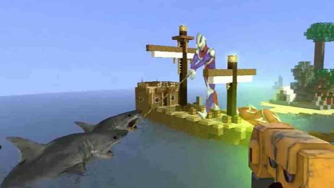 GMOD:迪迦和赛文想学渔夫,把海里的鲨鱼拉上船,做晚餐!