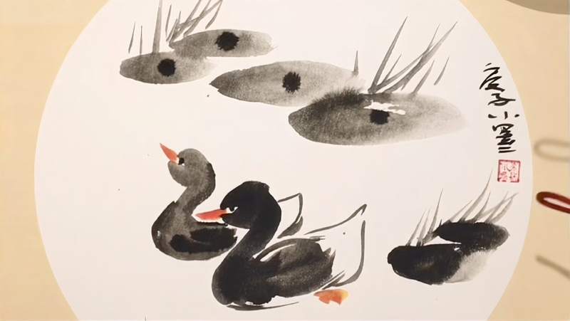 写意国画小鸡画法,儿童国画课件教学视频+水墨小画