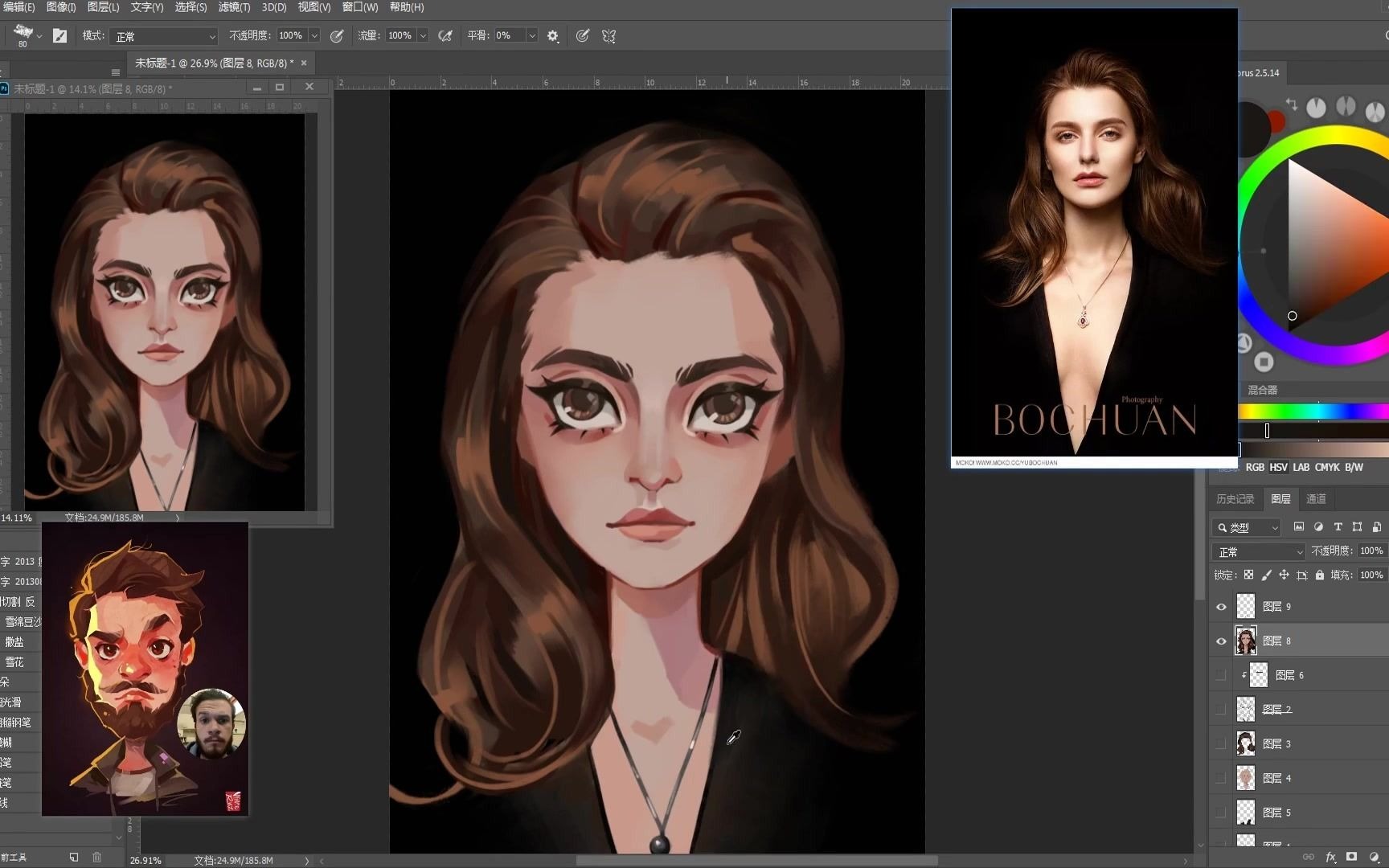 【板绘接单培训】ps板绘怎么给头发上色 板绘基础多边形上色教程