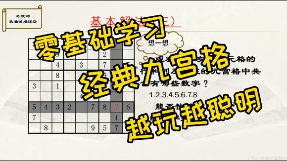 经典的九宫格数独游戏,零基础,教你用唯余法快速找出单元格数字
